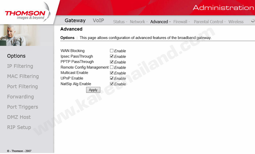 Forward Port Modem Thomson – KARE Thailand