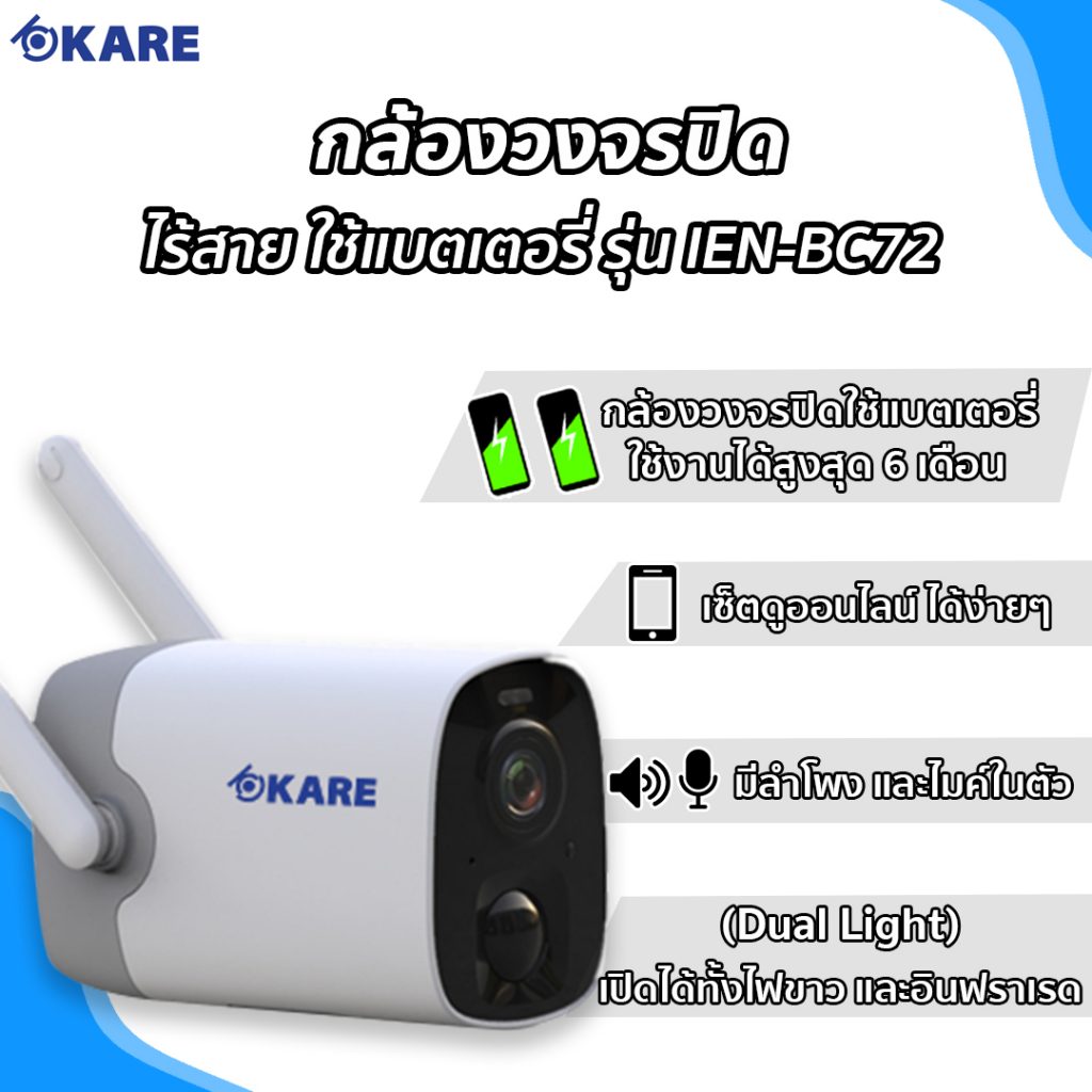 กล้องวงจรปิด ไร้สาย ใช้แบตเตอรี่ รุ่น IEN-BC72 – KARE Thailand