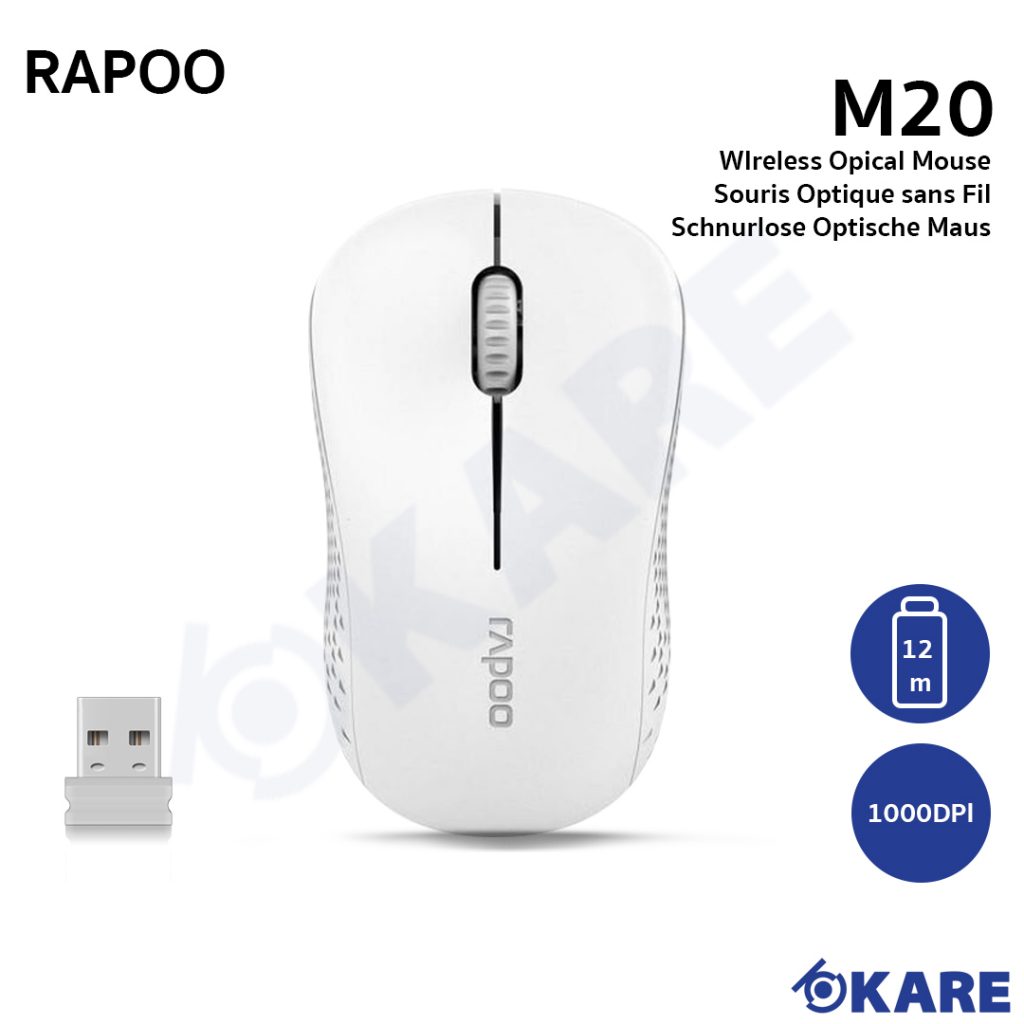 Rapoo รุ่น M20 Wireless Optical Mouse 2.4GHz (MSM20) สีขาว - KARE Thailand